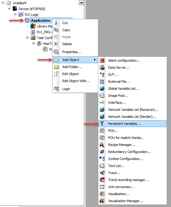 How to create persistent and constant variables with CODESYS v3 internal PLC