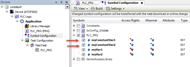How to create persistent and constant variables with CODESYS v3 internal PLC