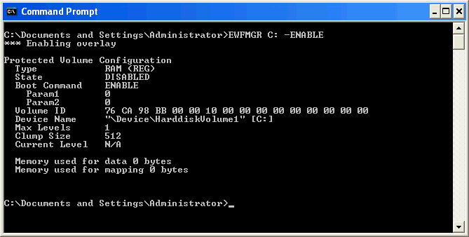 How to configure Enhanced Write Filter (EWF) under Windows OS