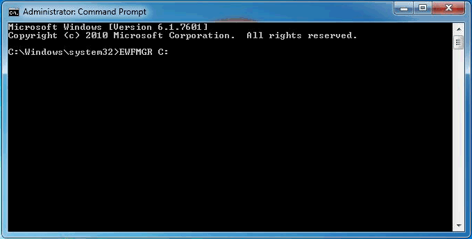 How to configure Enhanced Write Filter (EWF) under Windows OS